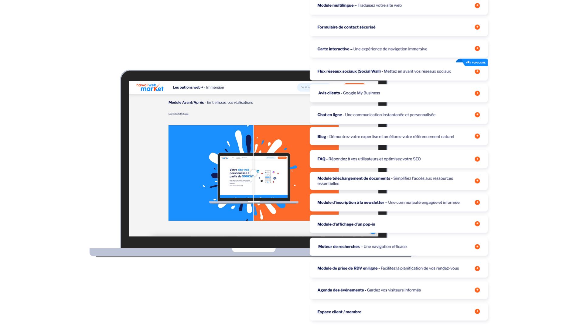 Les options web + | Hawaii Webmarket